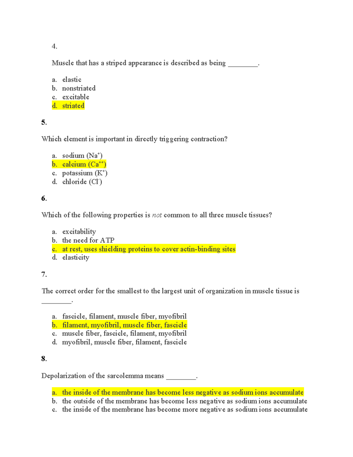 Anatomy CH 10 Review: Muscle Tissue & Contraction Insights - Studocu