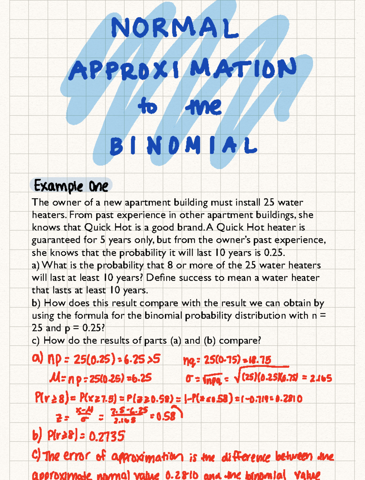 Lesson 13: Normal Approximation to the Binomial Probability ...