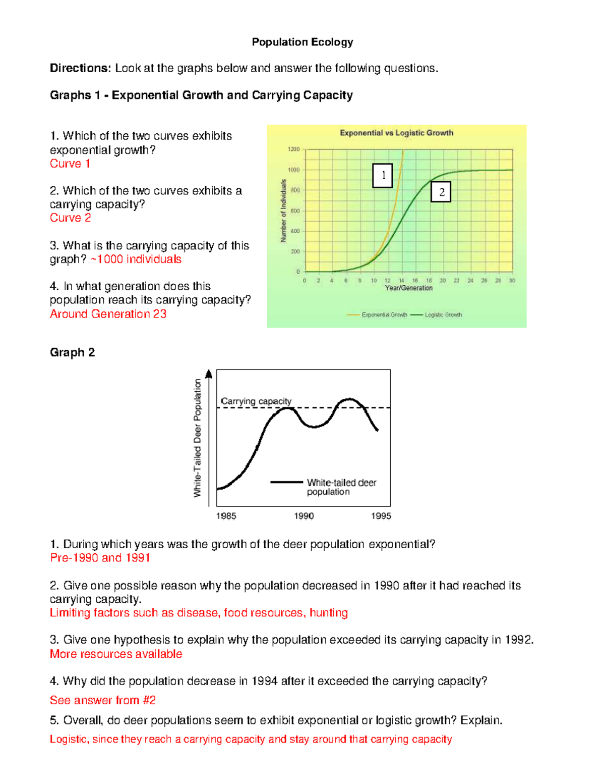 Population-ecology-graph-worksheet KEY - Population Ecology Directions ...