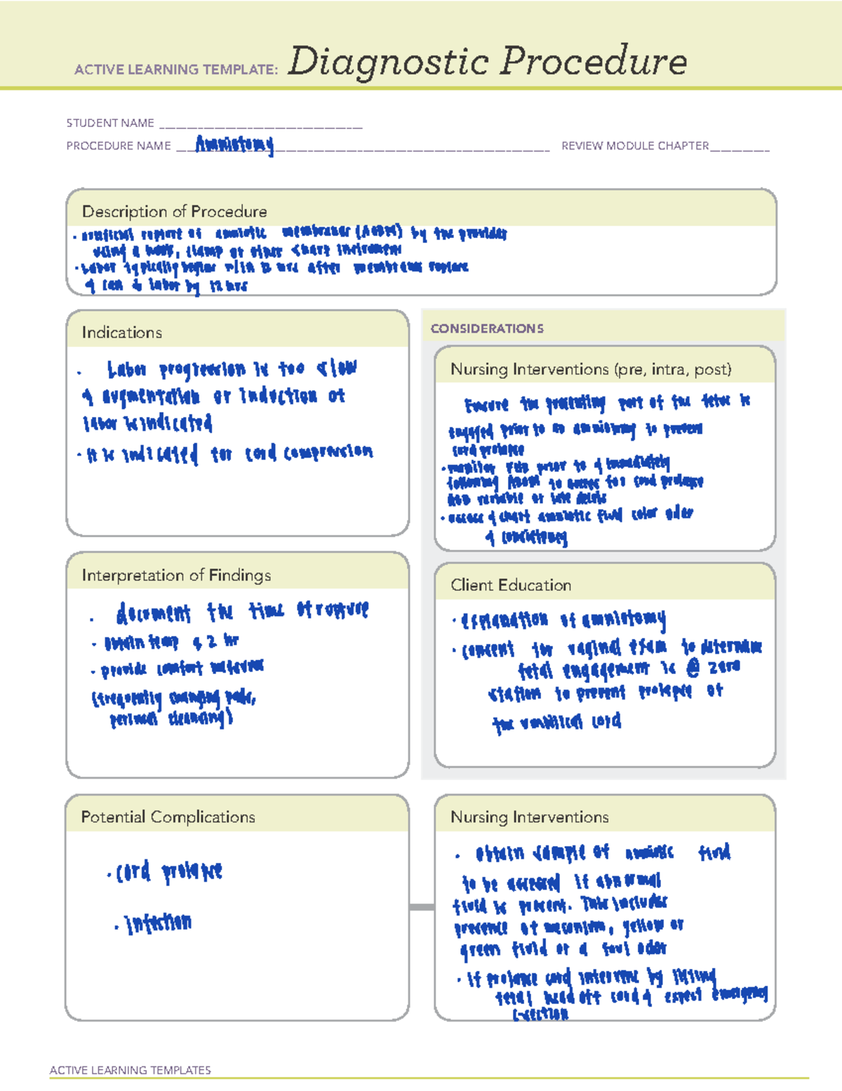 ACTIVE LEARNING TEMPLATE: Amniotomy Procedure Review - ATI Obstetrics ...