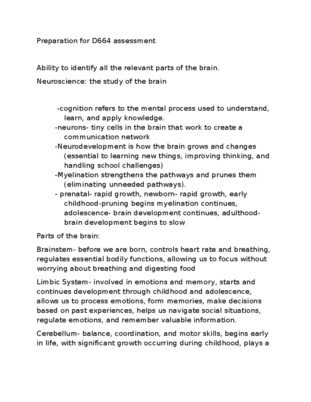 D664 Lesson 1 & 2: Neuroscience and Learning Strategies Notes - Studocu