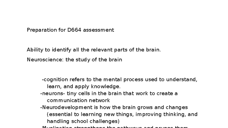 D664 Lesson 1 & 2: Neuroscience and Learning Strategies Notes - Studocu