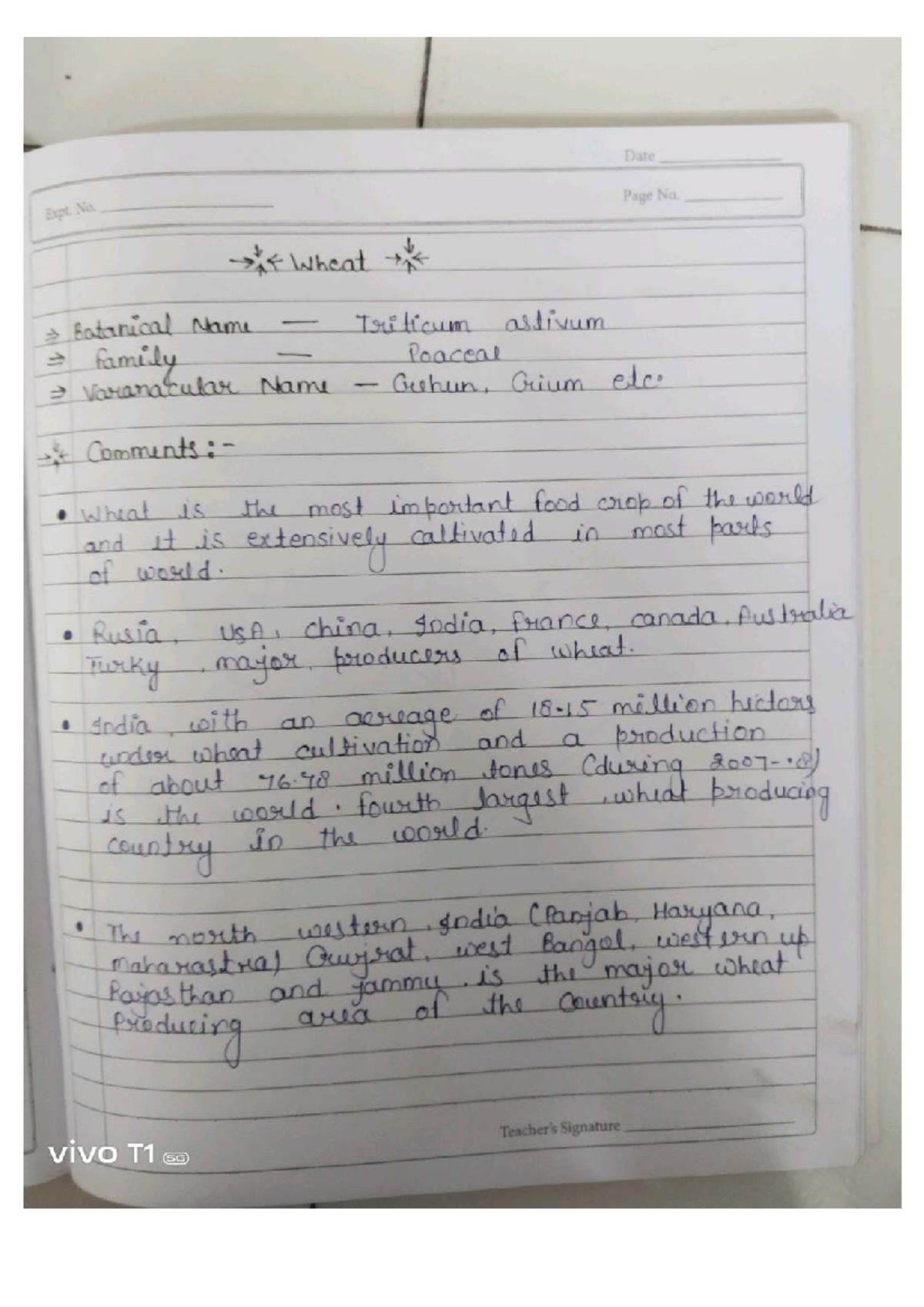 Botany 4TH SEM Practical File: Study of Important Crops and Medicinal ...