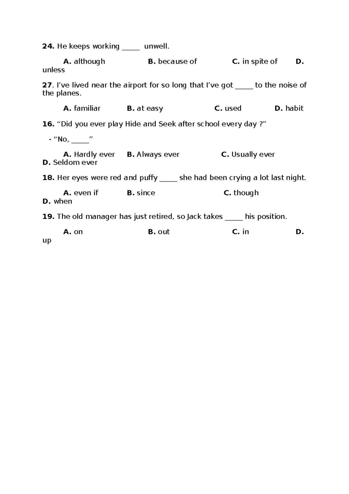 Practice Materials for Language Comprehension Exercises - Studocu