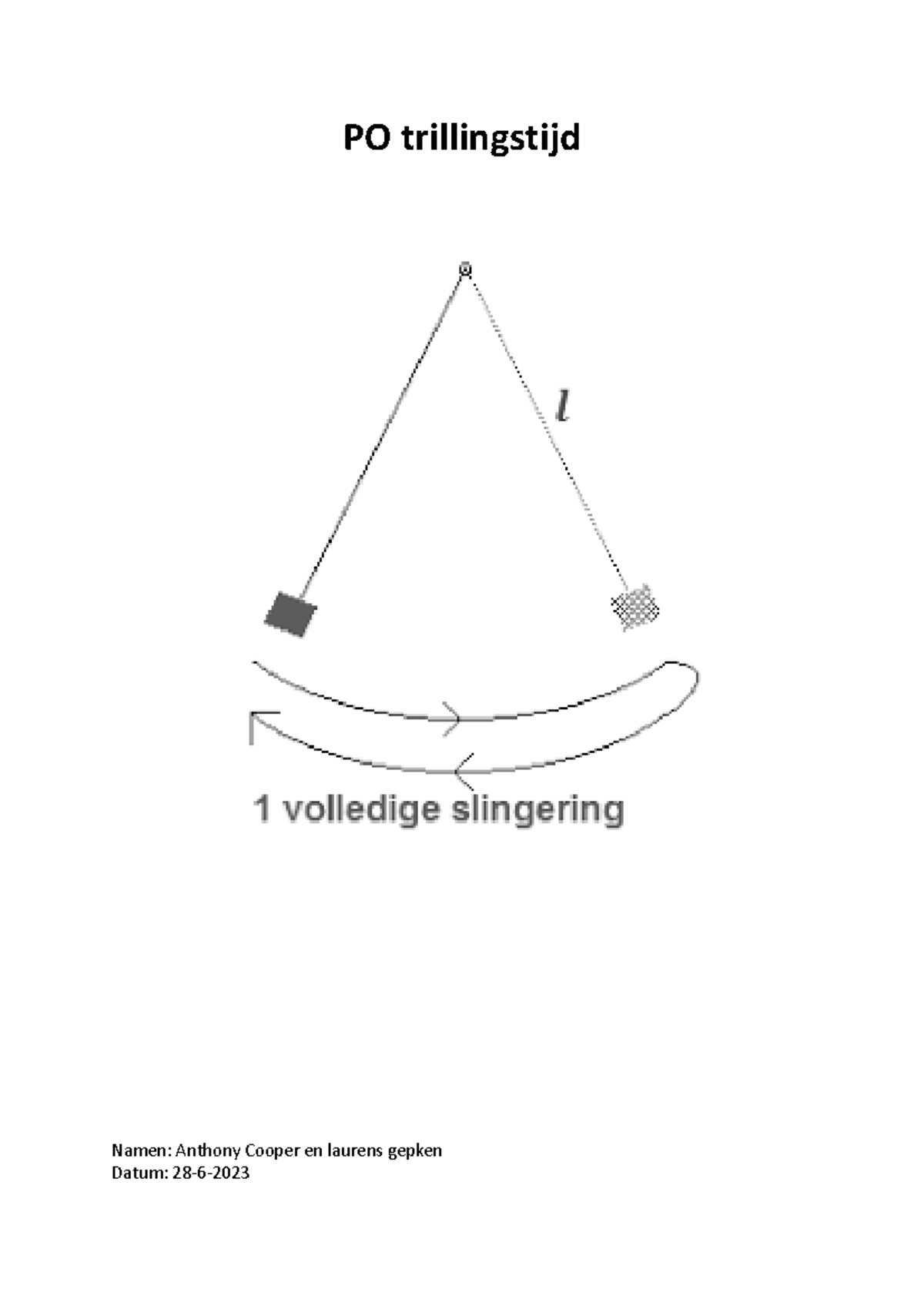 PO Trillingstijd Onderzoek: Lengte touw en invloed op swingtijd ...