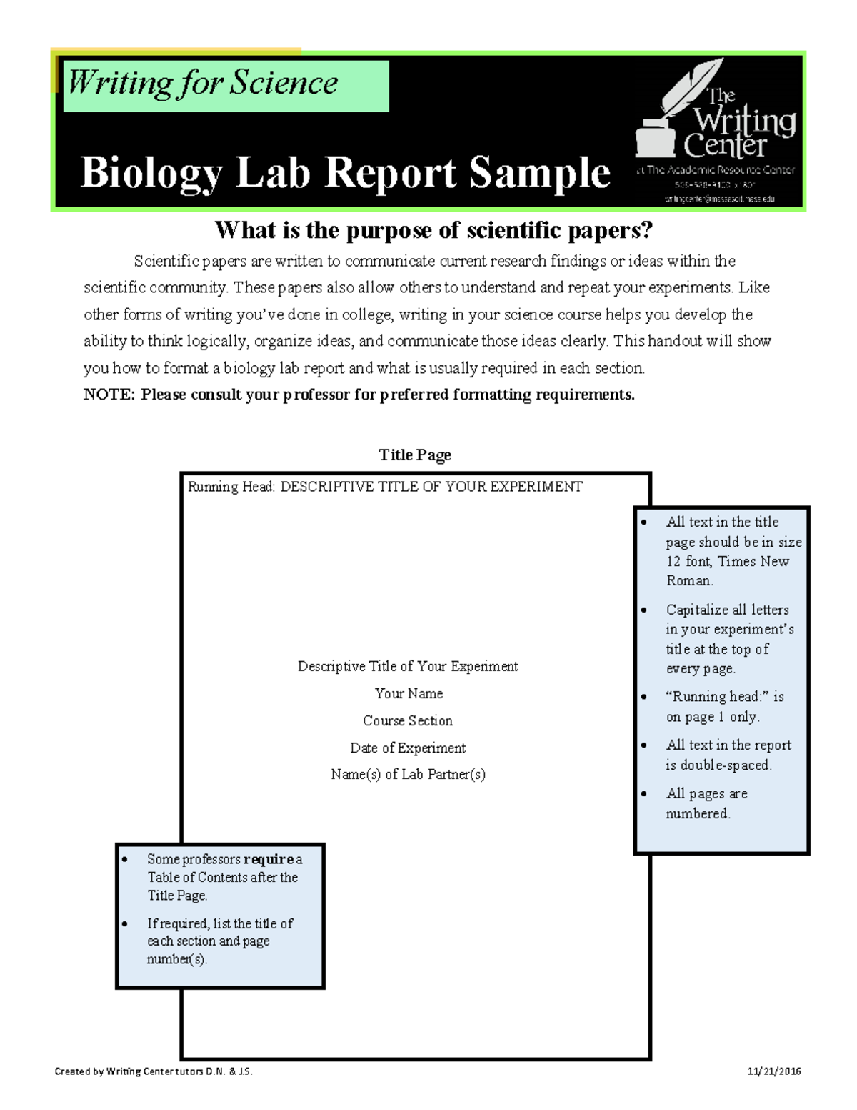 Biology Lab Report Guide: Formatting & Writing Essentials - Studocu