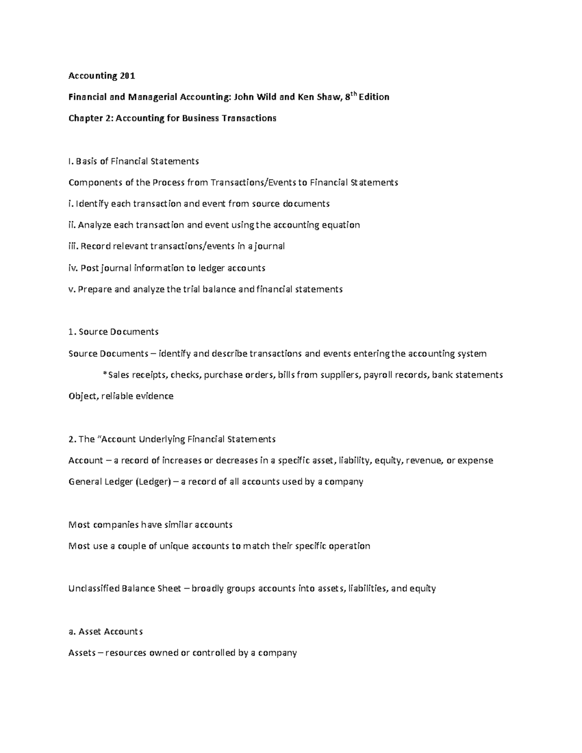 Chapter 2 - Financial and Managerial Accounting - Accounting 201 ...