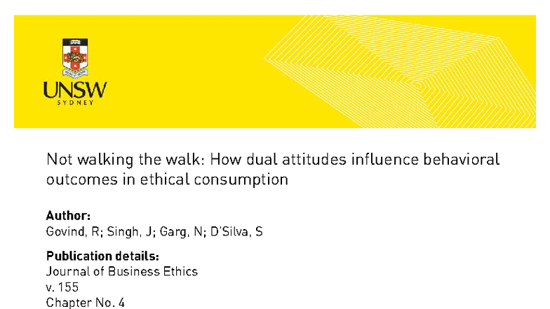 Not Walking the Walk: Dual Attitudes in Ethical Consumption Analysis ...