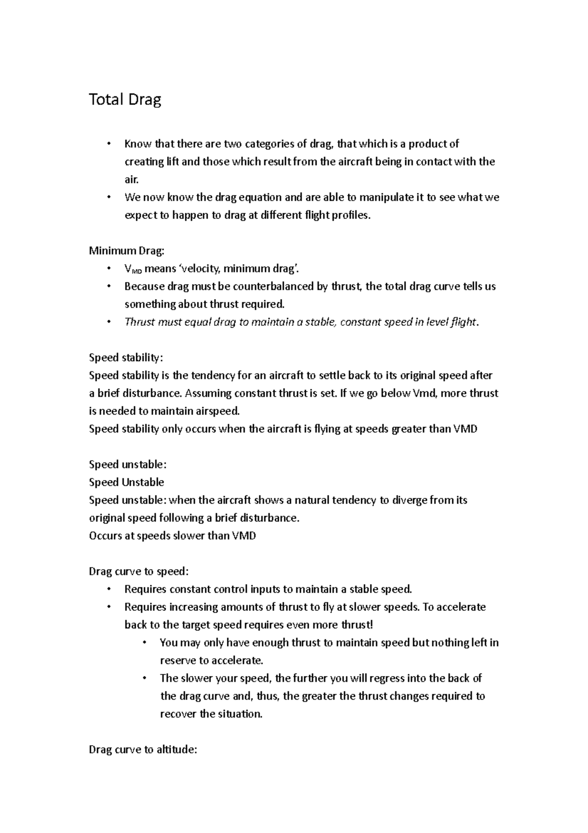Total Drag - Notes for the lecture - Total Drag Know that there are two ...