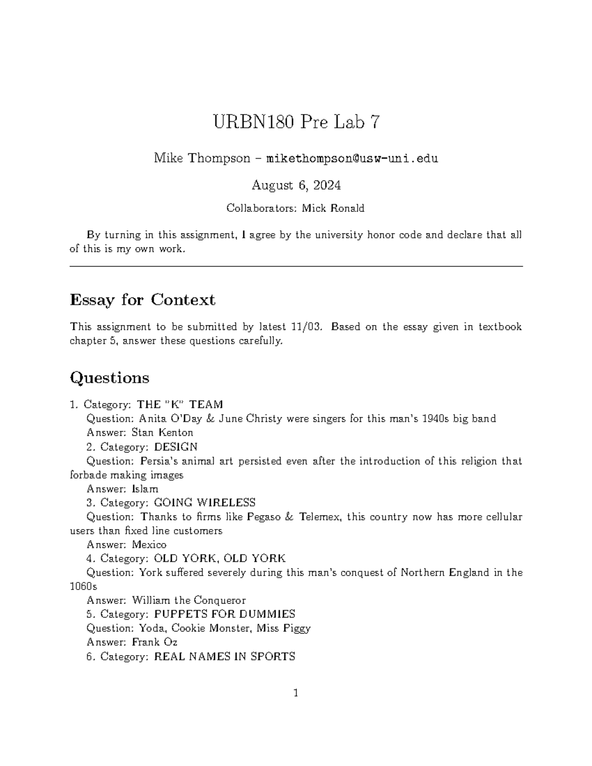 URBN180 Pre Lab 7 - Exploring Principles of Living Systems - Studocu