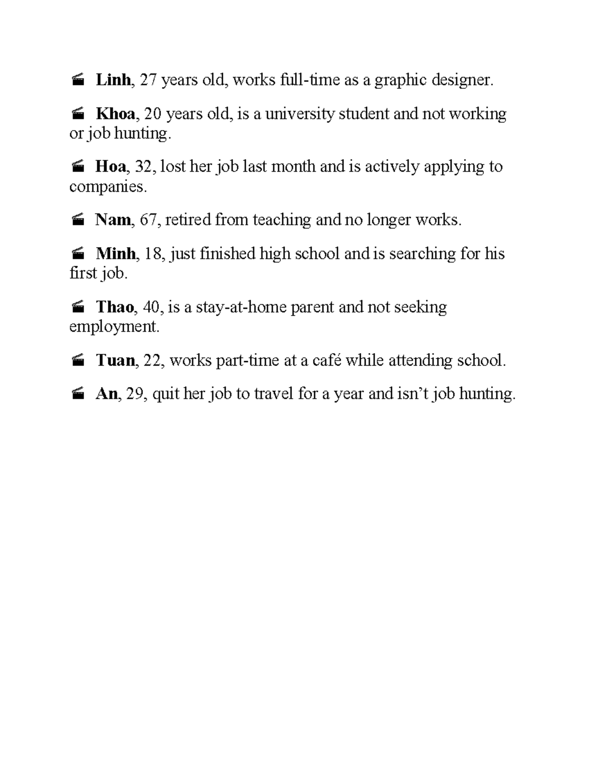 Chapter 6 - Exercises - dasdasd asdasd - Linh, 27 years old, works full-time as a graphic - Studocu