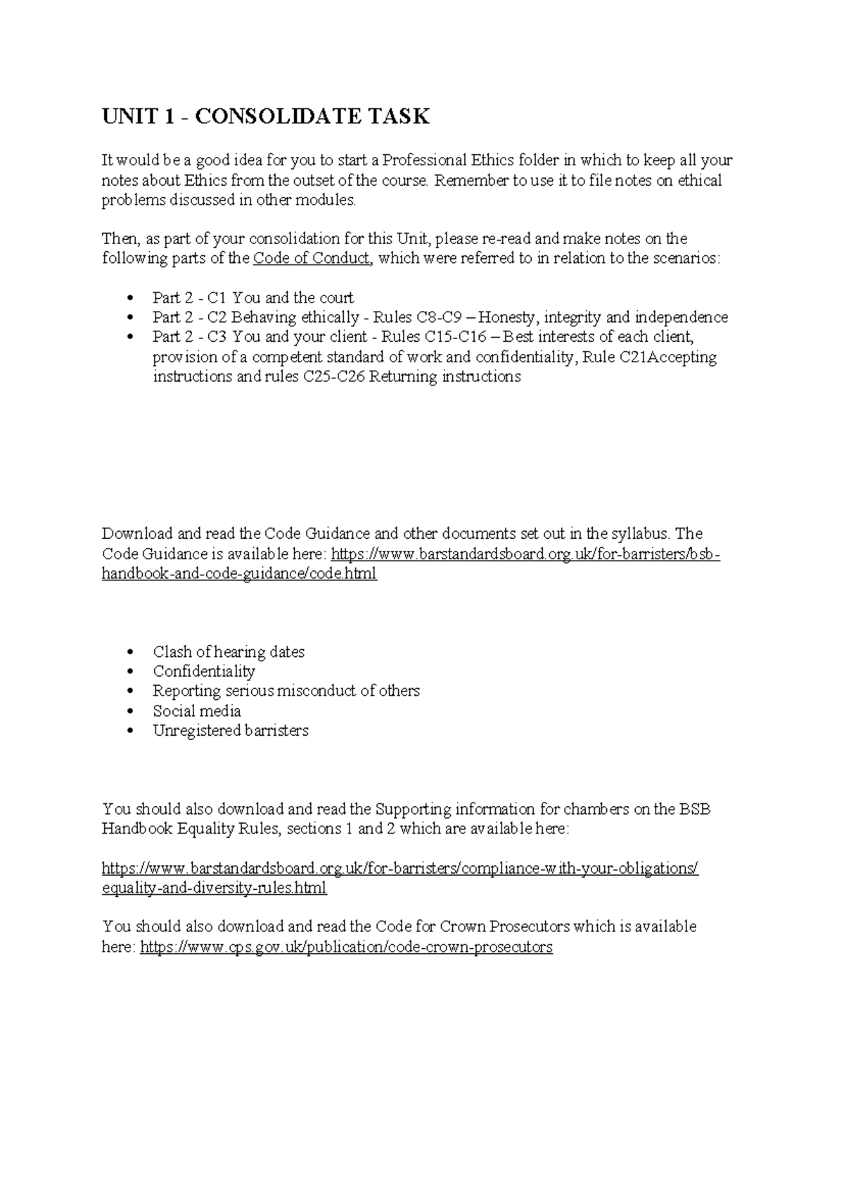 Consolidate Task: Professional Ethics Notes for 23/24 Course - Studocu