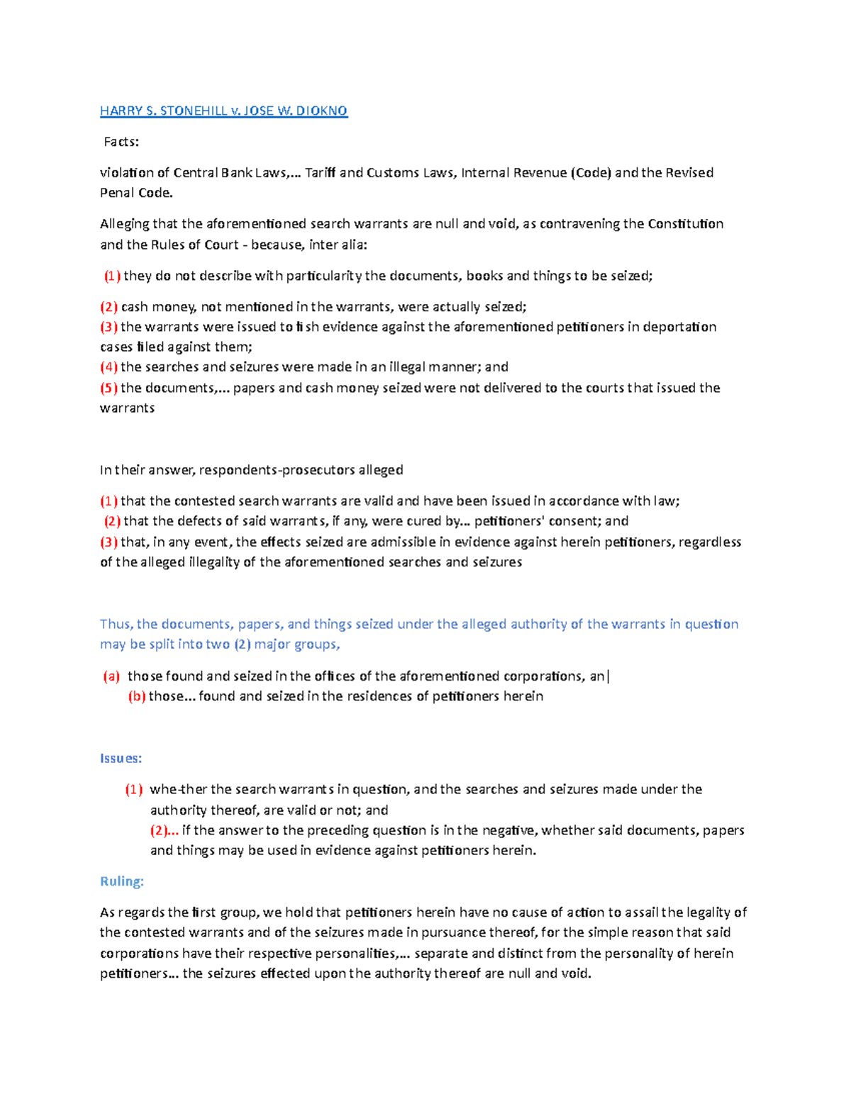 **Legal Case Digest: Maam Almazan Notes for Law 101** - Studocu
