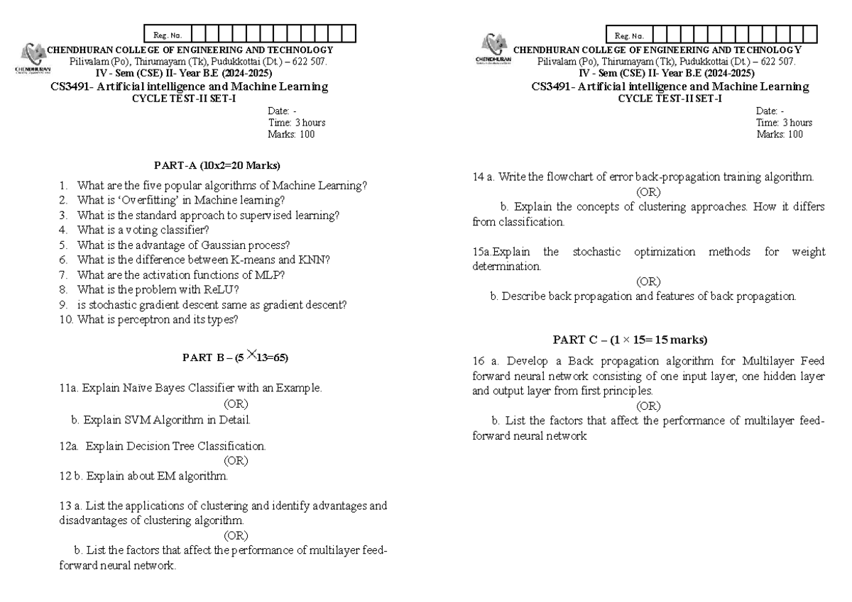 Cycle Test 2 - AIML (Artificial Intelligence & Machine Learning) Notes ...