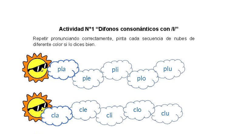 Actividad de Dífonos Consonánticos con L: Ejercicios de Pronunciación ...