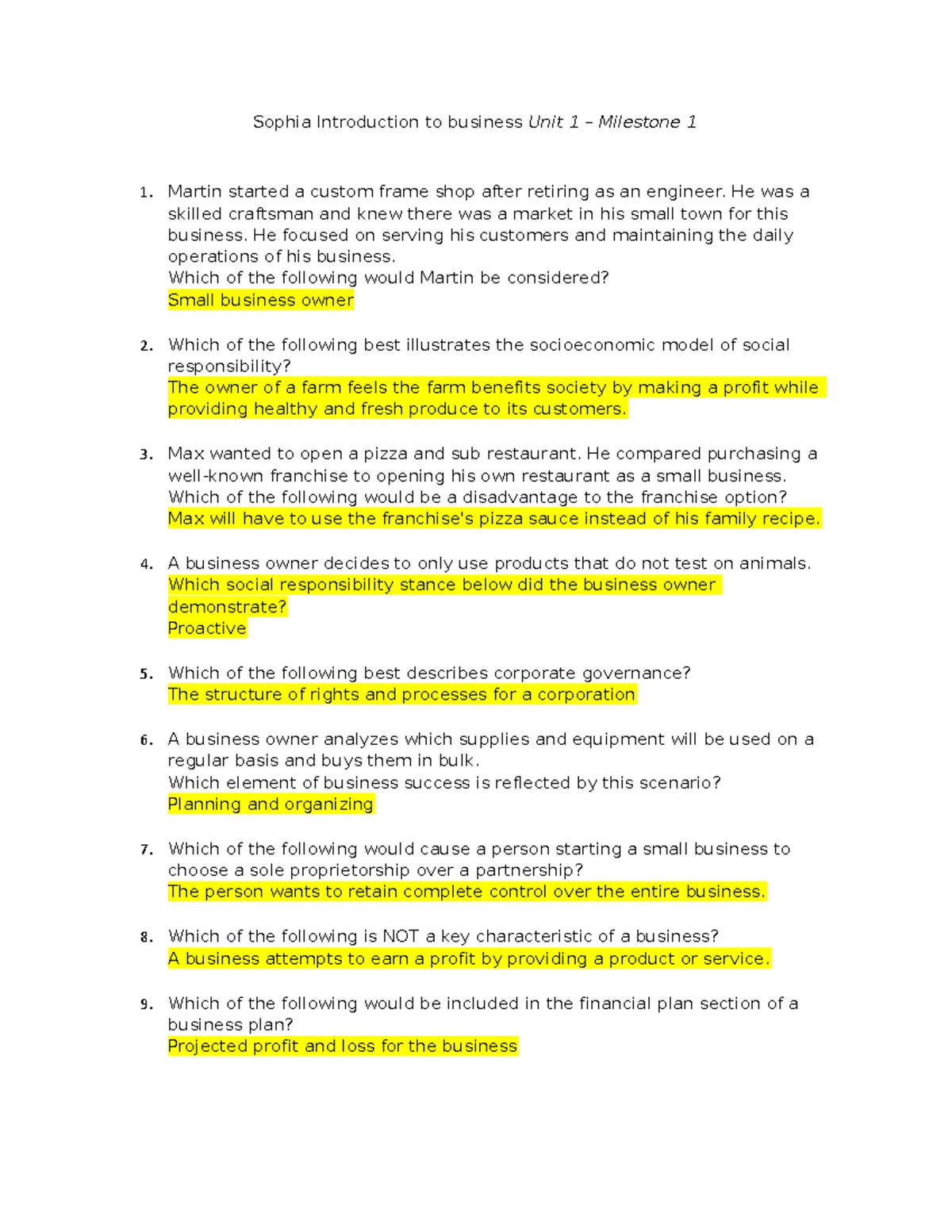 Introduction to business Unit 3 – Milestone 3 - Sophia Introduction to ...