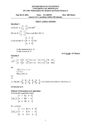 T 2-Ch 1 Indices etc- Solution-STA 101 - Mathematics for Business and ...