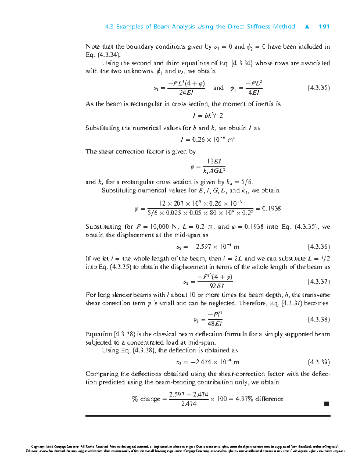 1-26 - Examples of Beam Analysis Using the Direct Stiffness Method - Note that the boundary ...