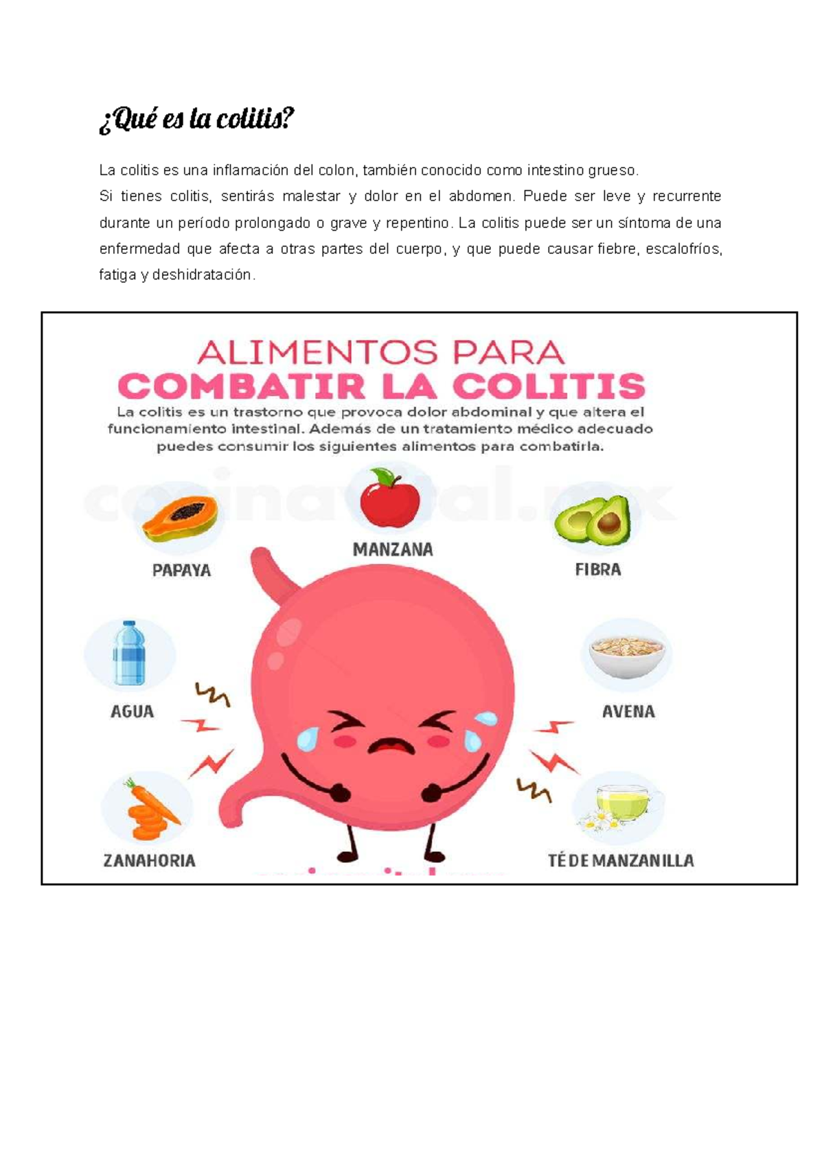 Guía Completa sobre la Colitis: Síntomas y Alimentos a Evitar - Studocu