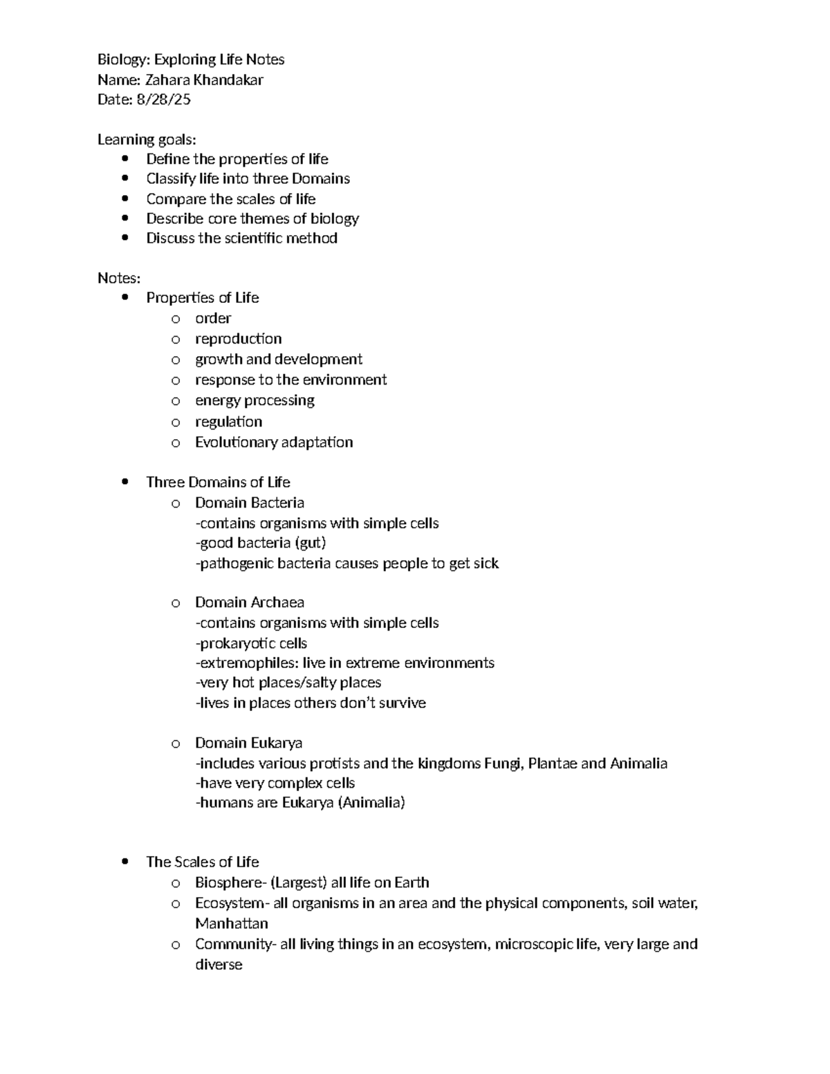 Biology 101: Comprehensive Notes on Life Properties & Evolution - Studocu