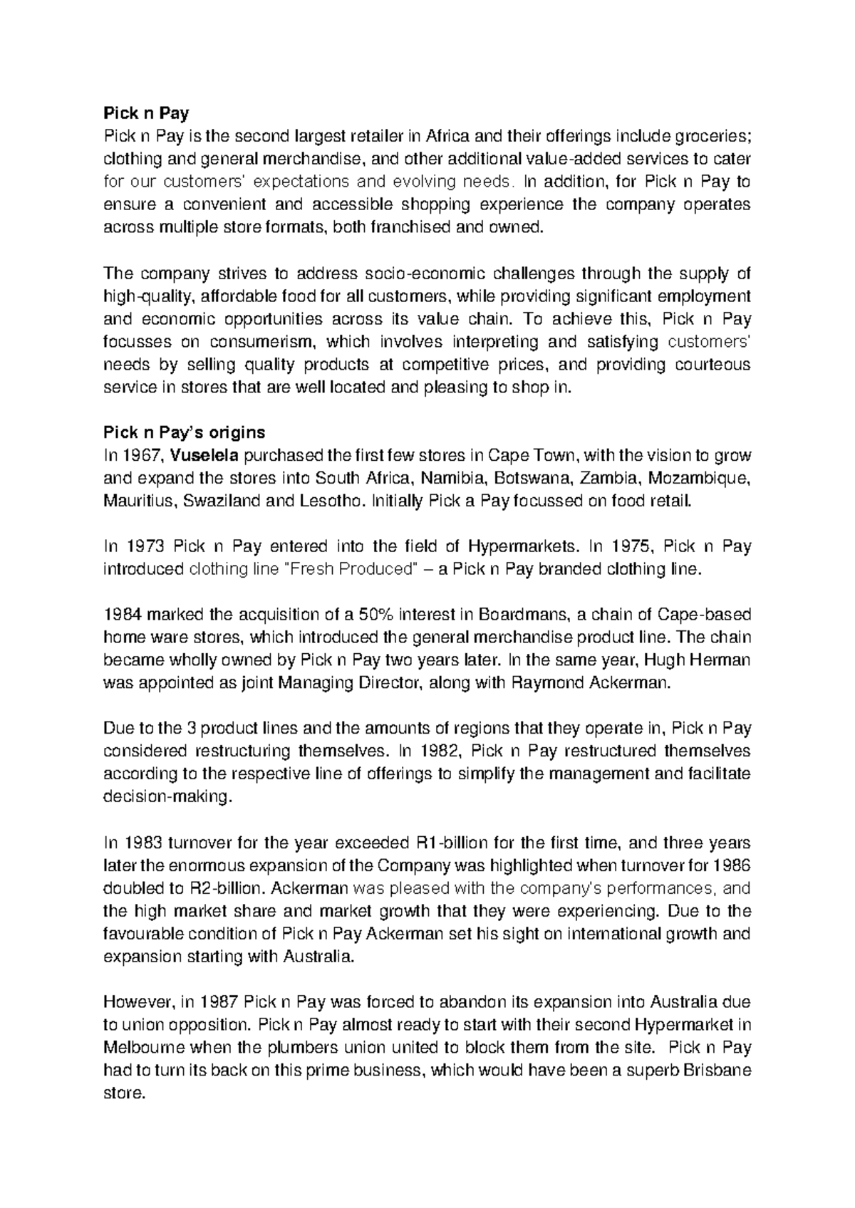 May June 2020 Case Study: An In-Depth Look at Pick n Pay's Journey ...