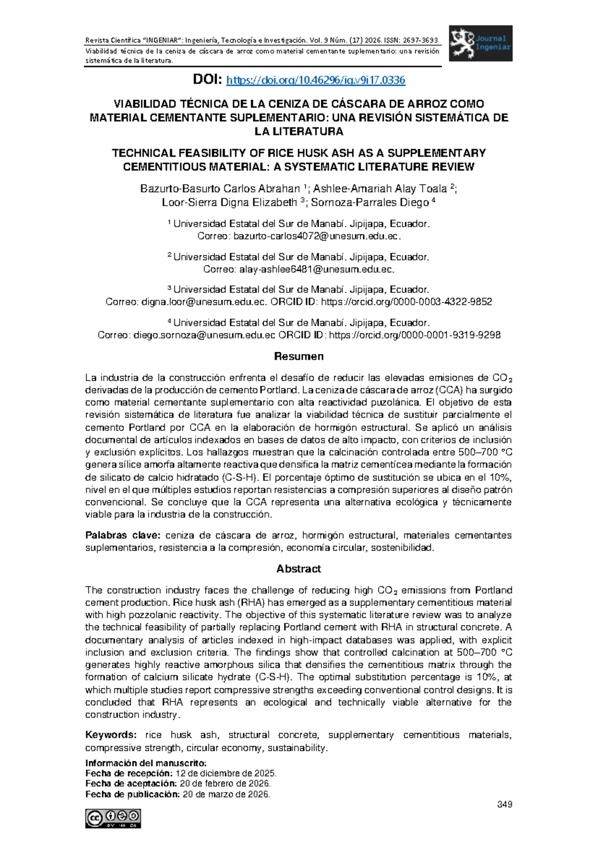 Viabilidad Técnica de la Ceniza de Cáscara de Arroz como Material ...
