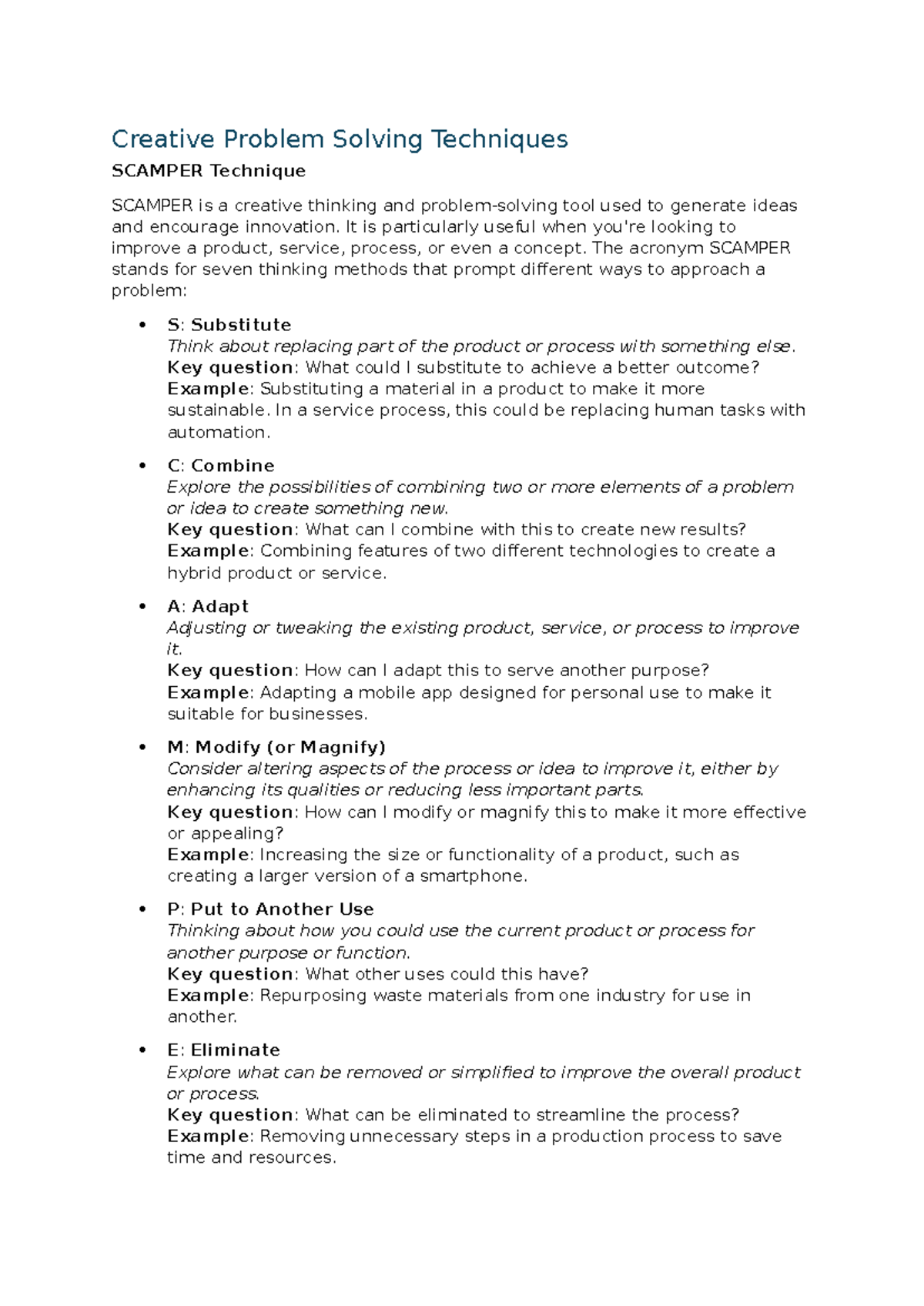 Creative Problem Solving Techniques: SCAMPER, Force Field, and Kaizen ...