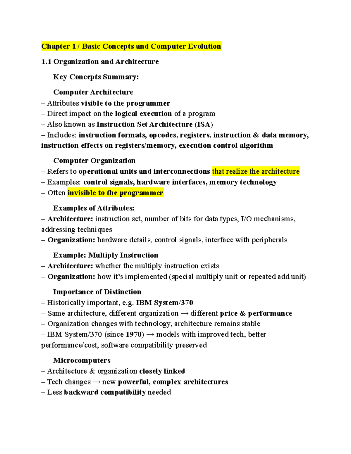 Chapter 1 - Basic Concepts of Computer Architecture and Organization ...