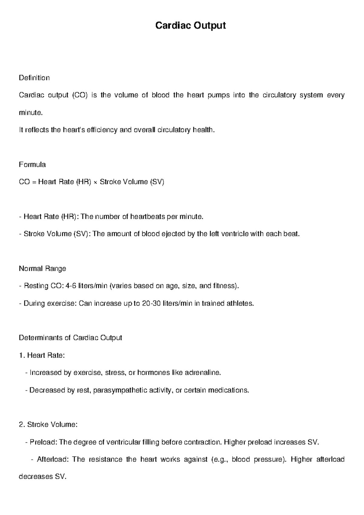 Cardiac Output: Essential Notes for Understanding CO Physiology - Studocu