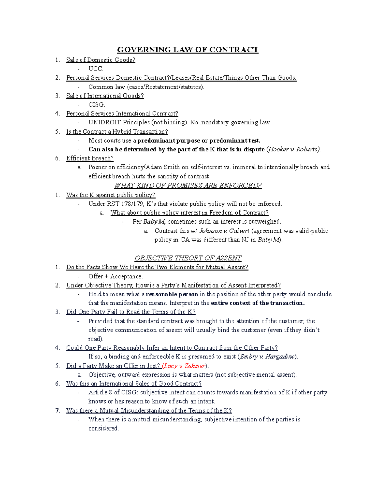 Contracts Law Overview: Essential Principles and Case Summaries - Studocu