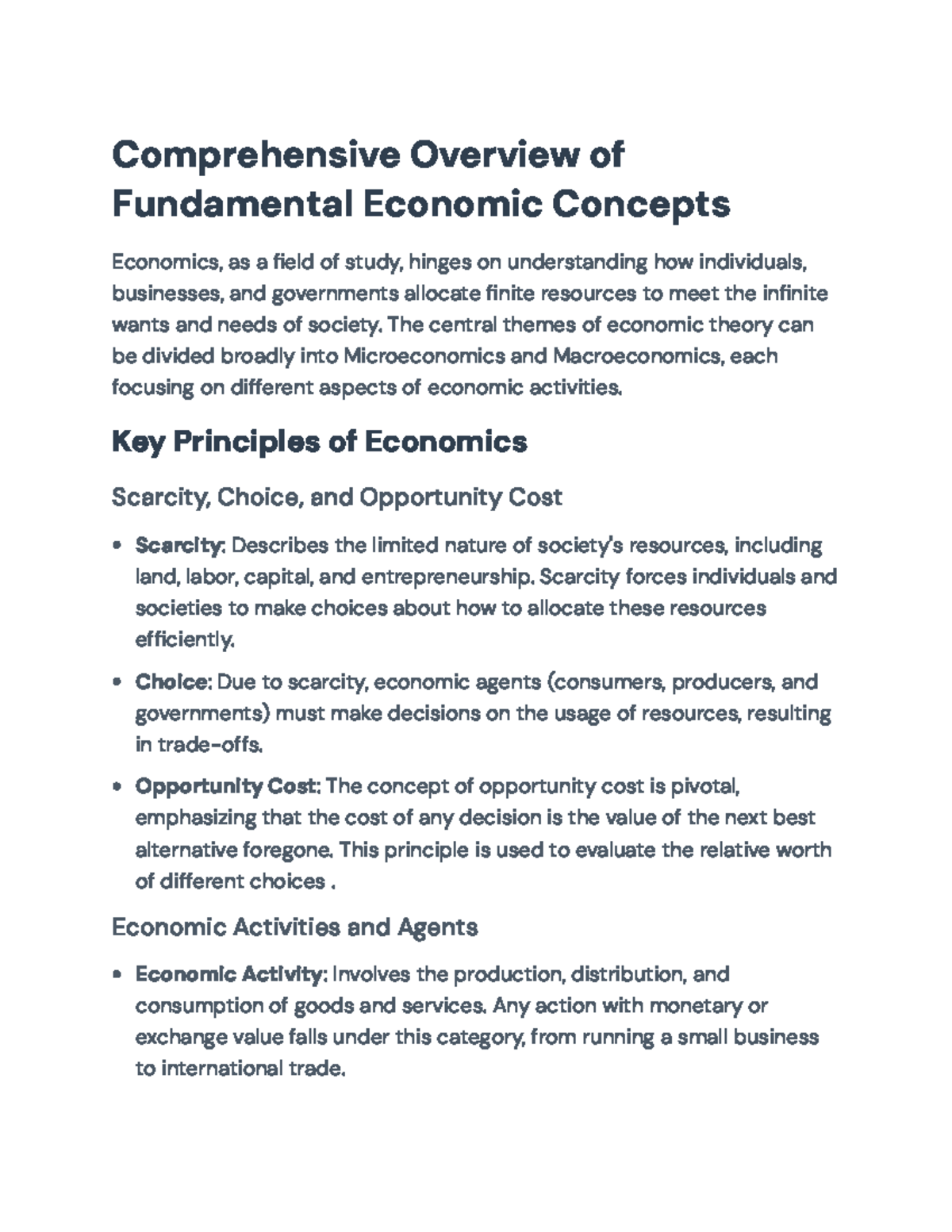 Fundamental Economic Concepts Overview: A Guide for Econ 101 Students ...