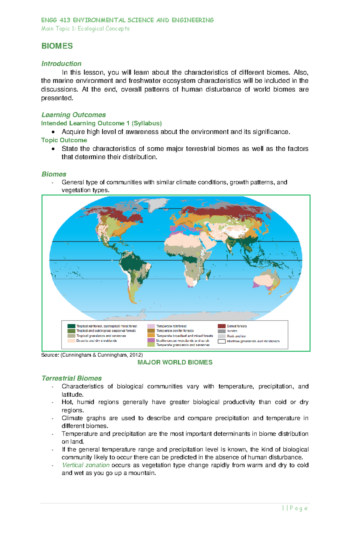 Ecological Concepts of Biomes and Human Disturbance - BIOMES 101 - Studocu