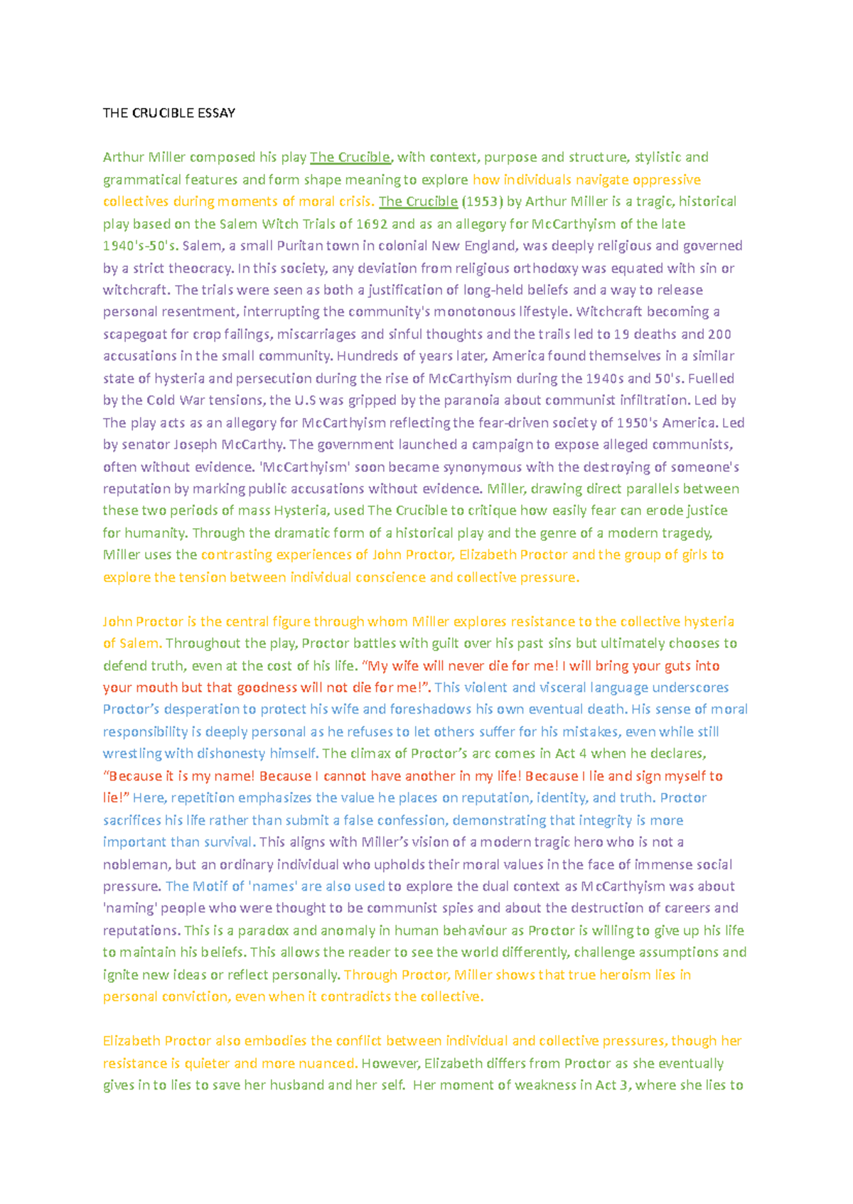 THE CRUCIBLE (ENG 101) Essay: Navigating Moral Crisis and Hysteria ...