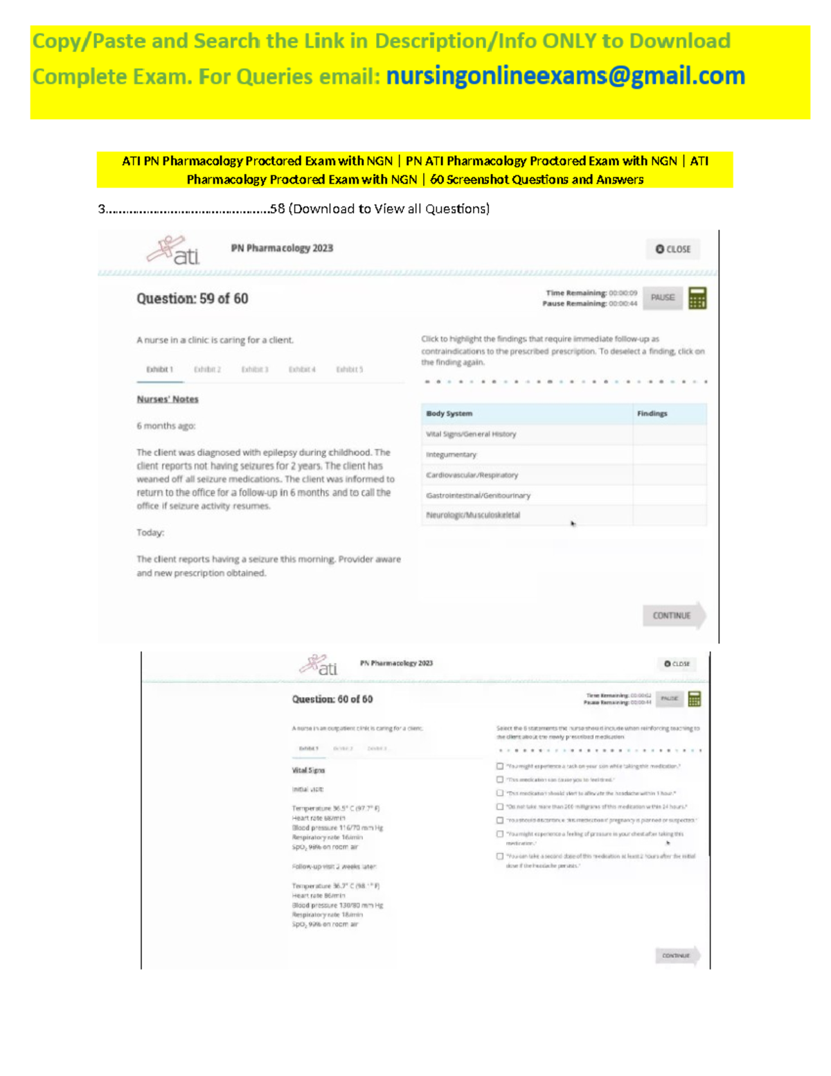 All Latest ATI PN Pharmacology NGN 2025 Proctored Exam 60 Screenshot ...