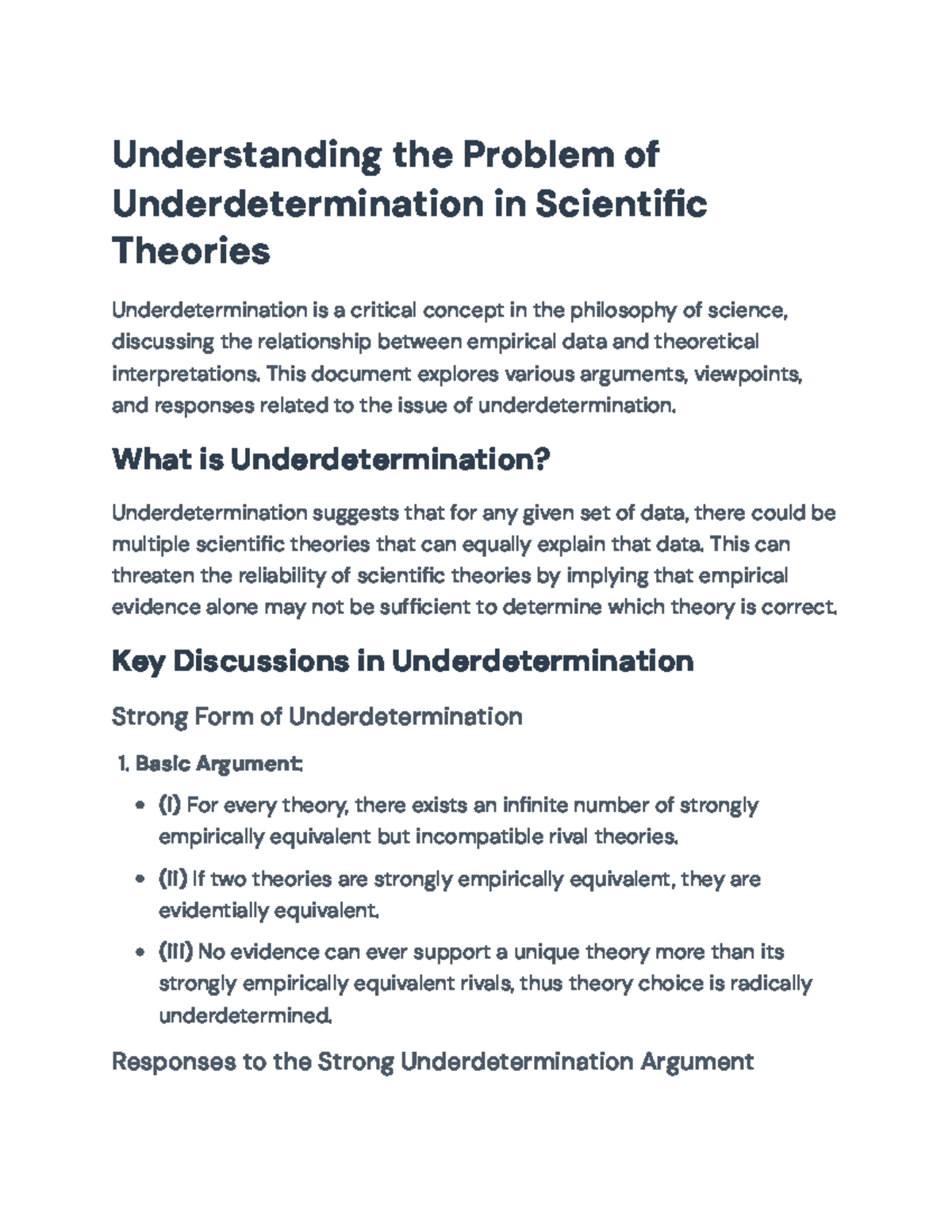 Understanding Underdetermination in Scientific Theories - Understanding ...