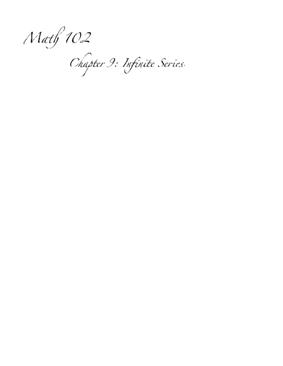 Math 102 Final Exam: Chapter 9 - Infinite Series and Sequences - Studocu