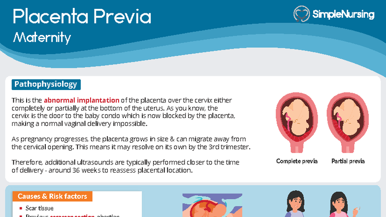 8 - Placenta Previa: Maternity Pathophysiology Study Notes - Studocu
