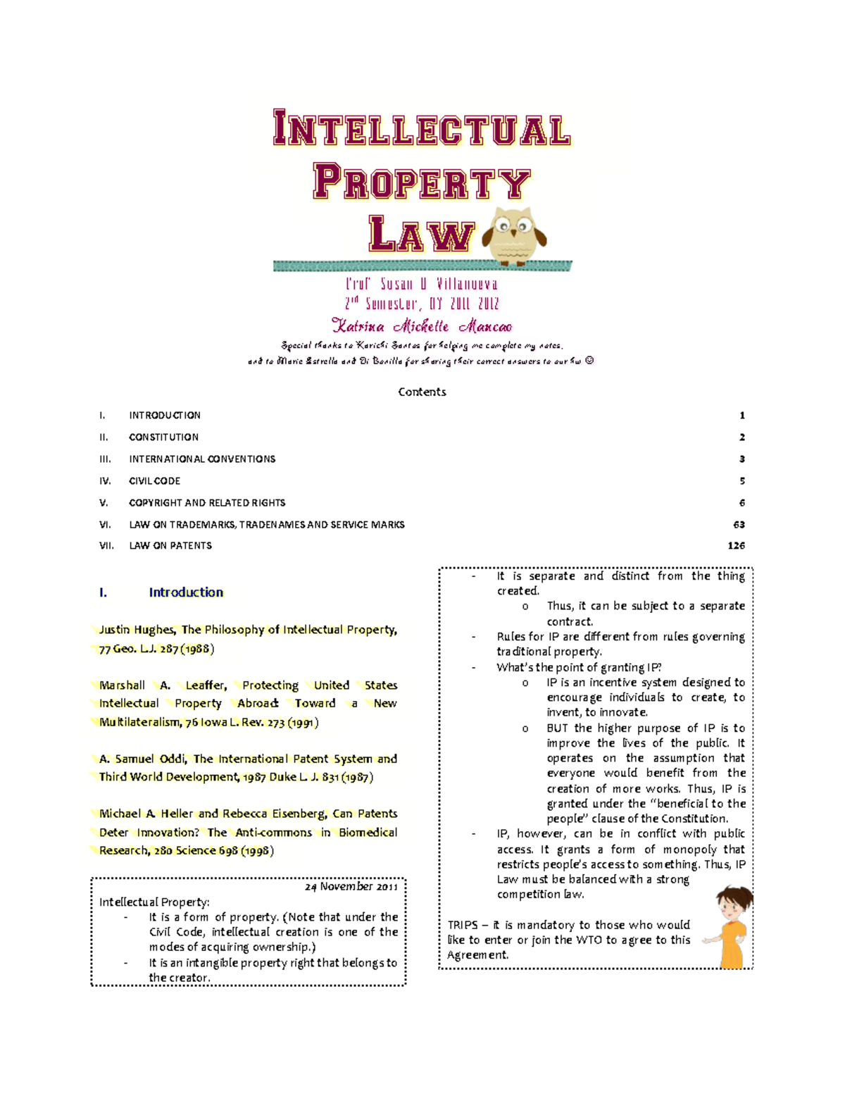 Intellectual Property Law Notes (IP Law 101) - 2nd Sem, AY 2023 - Studocu