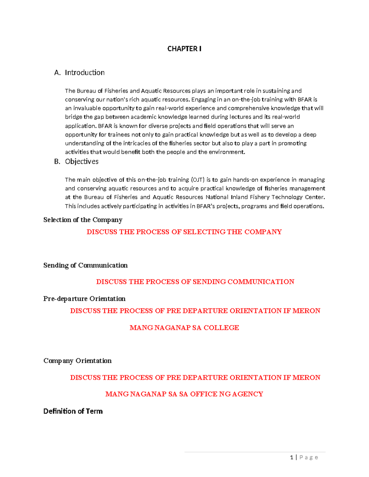 Narrative Report Format for OJT: BS Environmental Science - Studocu