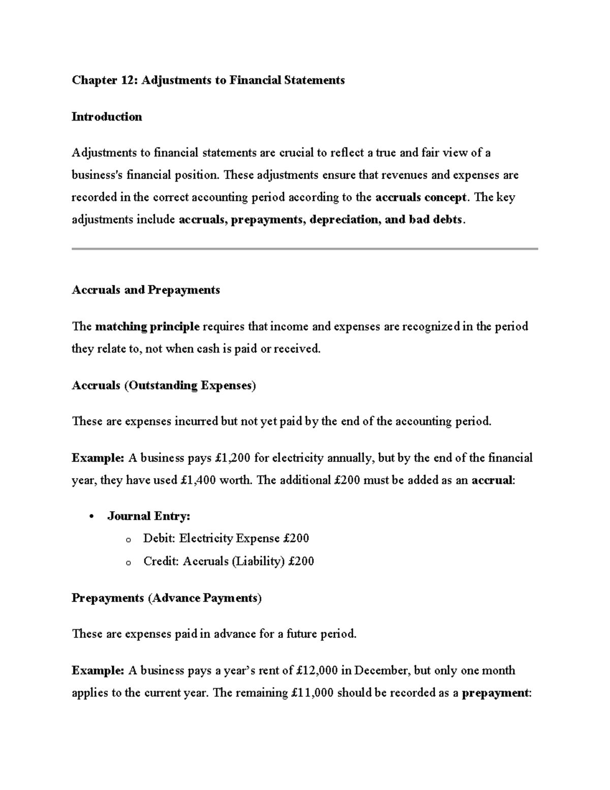 Chapter 12: Adjustments to Financial Statements (FIN 101) - Studocu
