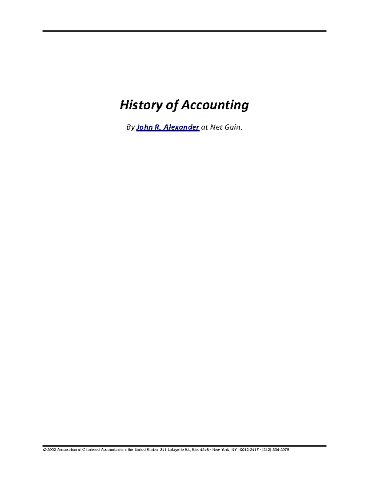 History of Accounting: From Ancient Practices to Modern Systems - Studocu