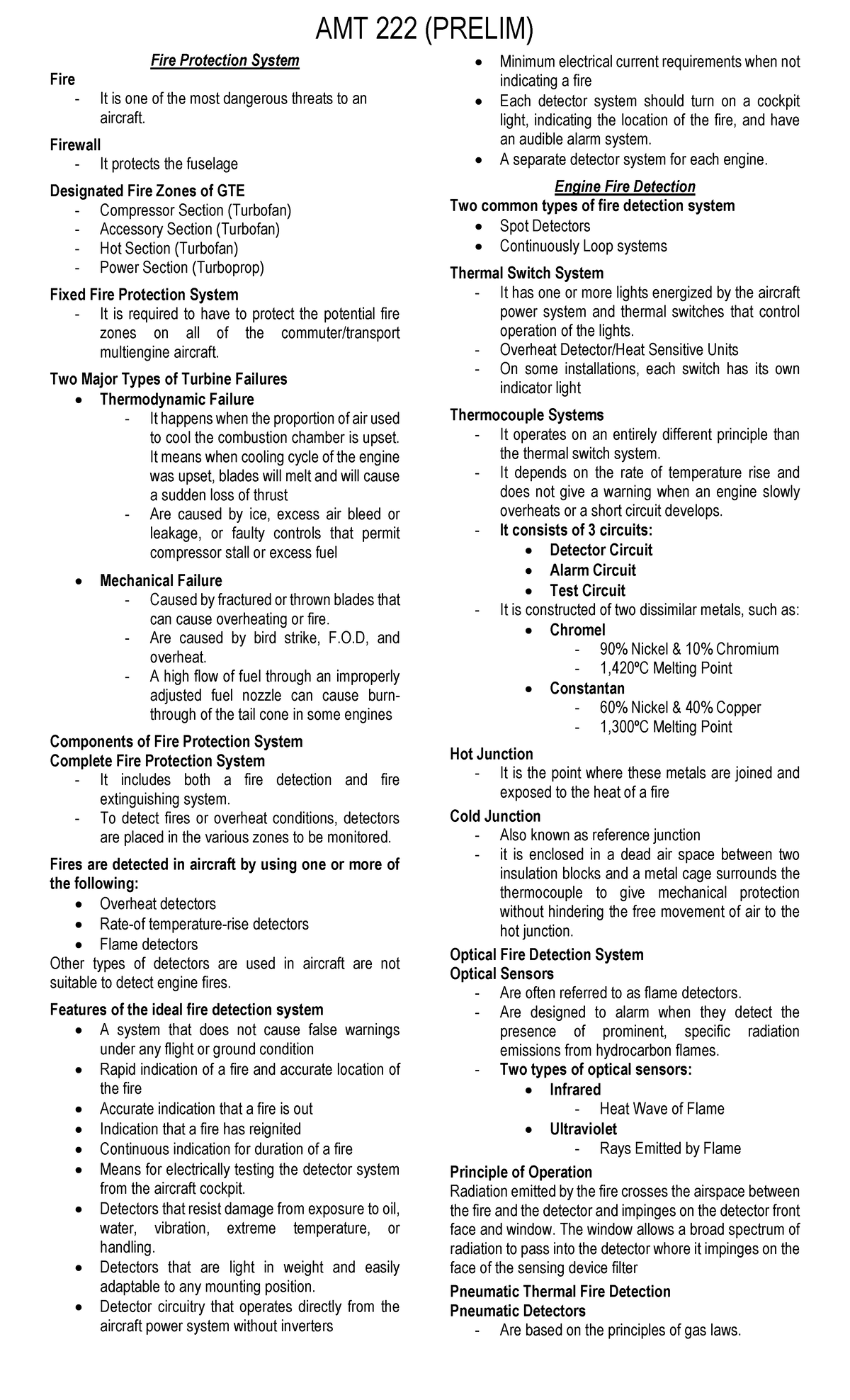 AMT 222 - Lecture Notes on Gas Turbine Engine Fire Protection Systems ...