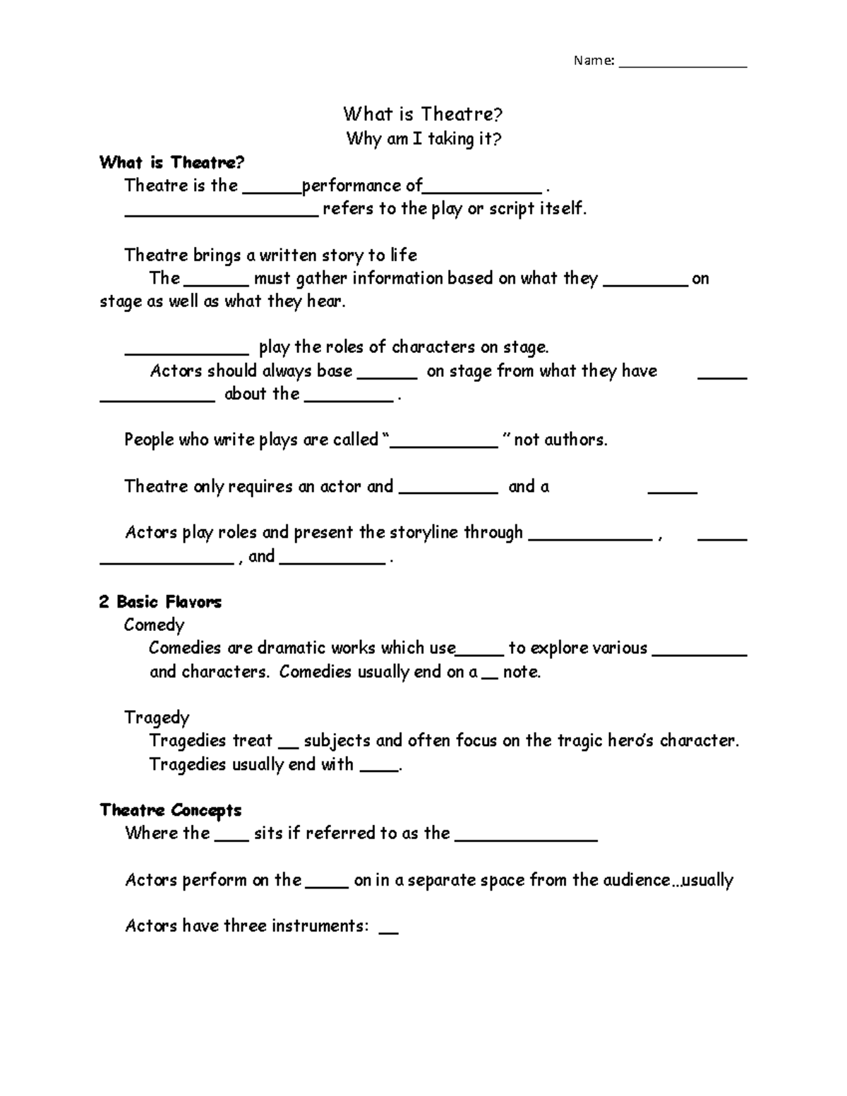 Introduction to Theatre Concepts and Terminology (THR 101) - Studocu