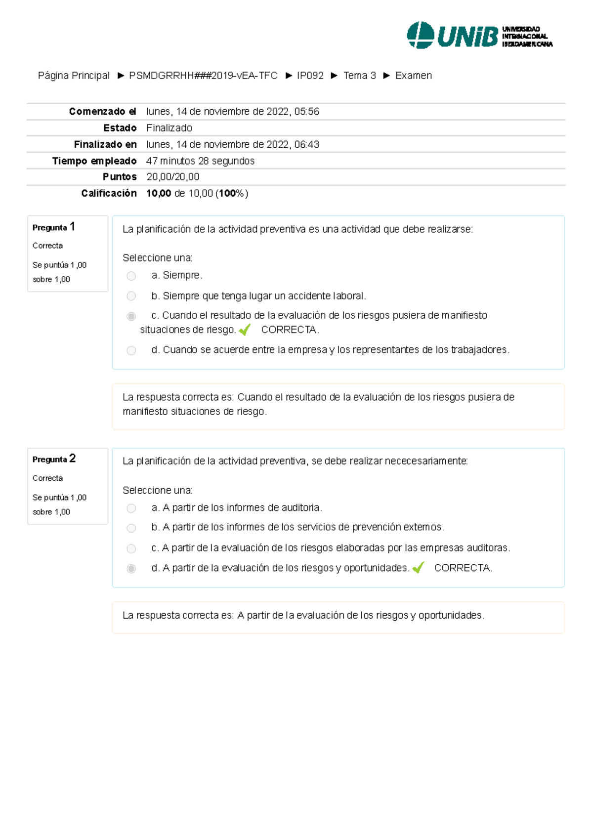 Examen Final IP092: ISO 45001 y Planificación Preventiva - Studocu