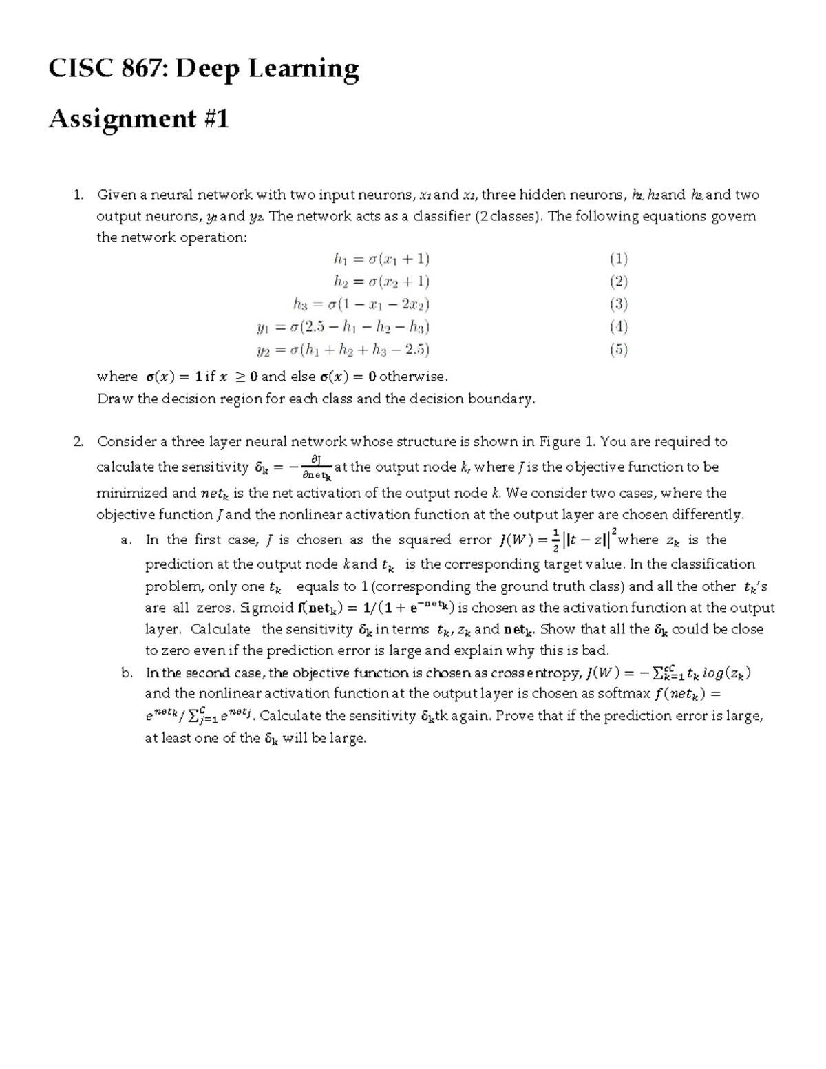 CISC 867: Deep Learning Assignment 1 - Neural Network Sensitivity ...