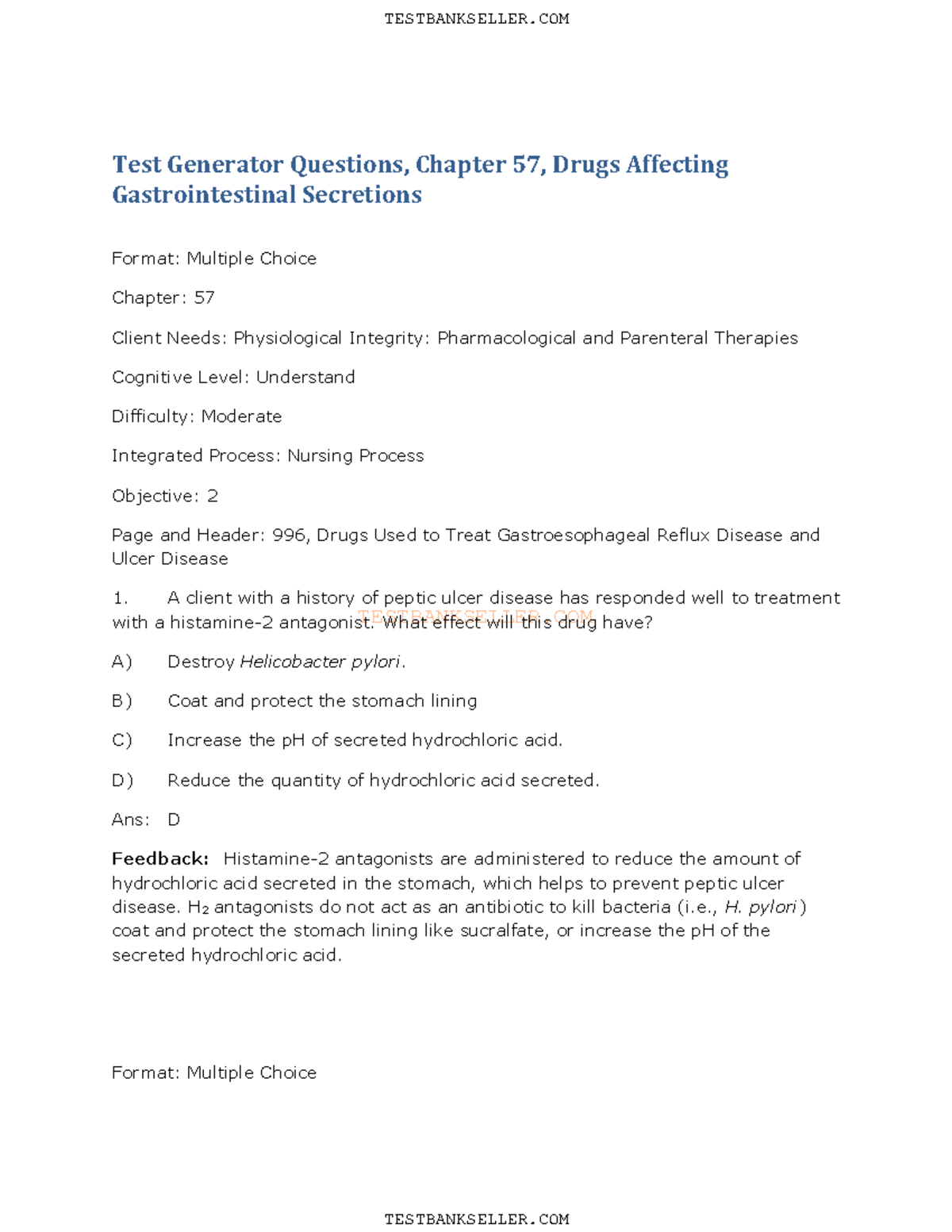 TG Chapter 57: Drugs Impacting Gastrointestinal Secretions and ...