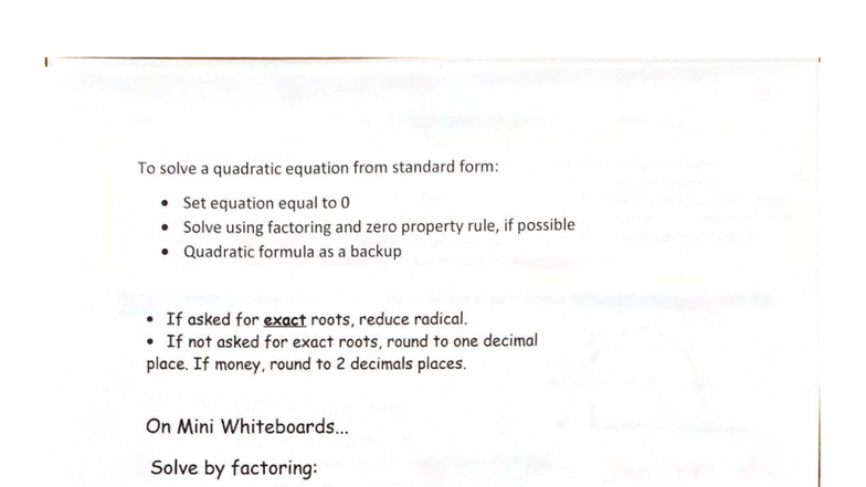 3.5 Solving Quadratic Equations: Factoring & Quadratic Formula - Studocu