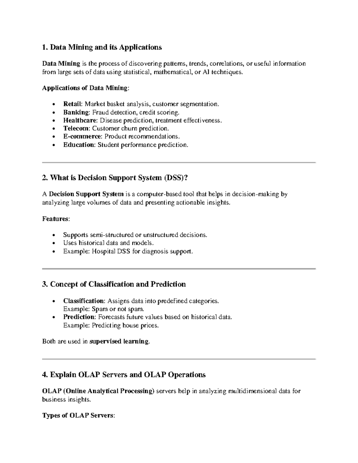 Dwdm Key Concepts In Data Mining And Decision Support Systems Studocu