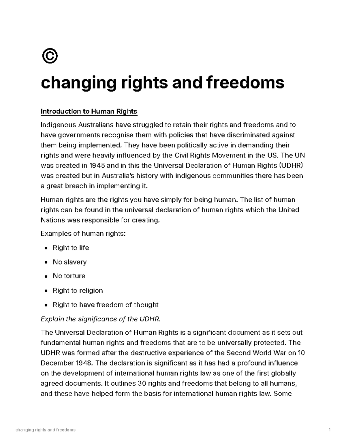 Changing Rights and Freedoms: Indigenous Australians and Human Rights ...