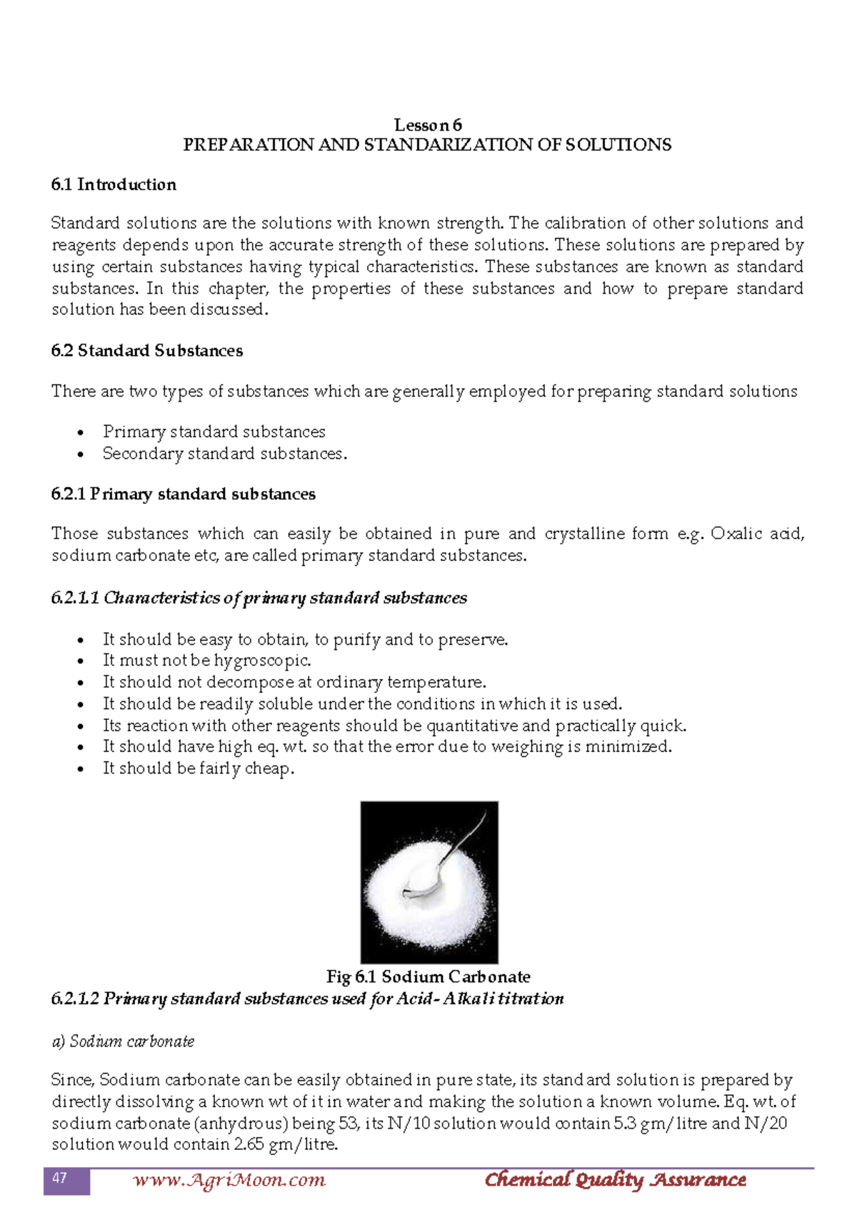 Lesson 6 - preparation of solutions - Lesson 6 PREPARATION AND ...